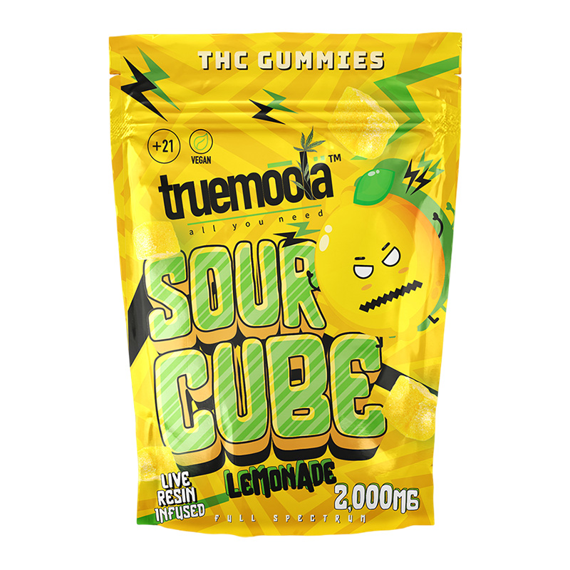 TRUEMOOLA THC GUMMIES SOUR CUBE LEMONADE 2000MG 10 GUMMIES PK – BOX OF ...