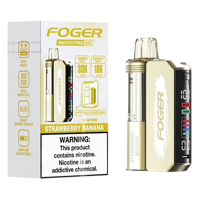 FOGER SWITCH PRO KIT DISPOSABLE 30000PF STRAWBERRY BANANA 5% – BOX OF 5 ...