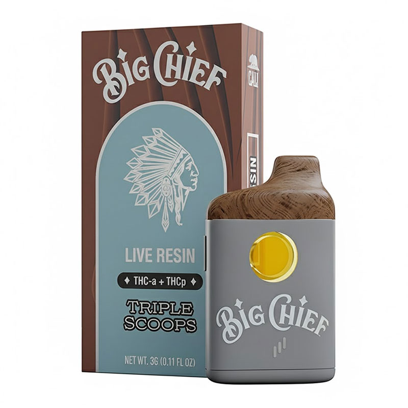 BIG CHIEF LIVE RESIN THCA + THCP 3 GRAM DISPOSABLE TRIPLE SCOOPS INDICA ...